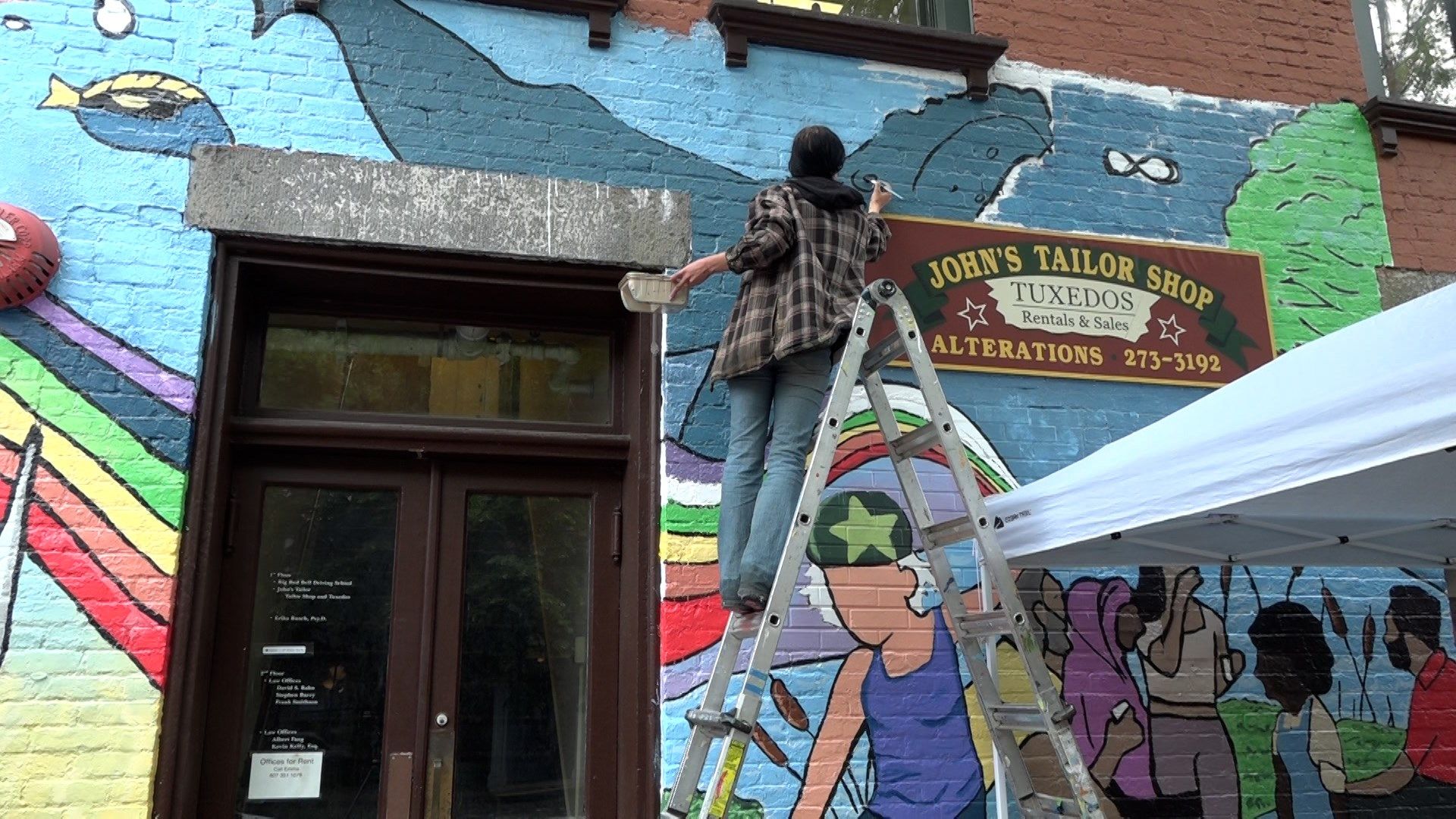 New Roots Charter School Students Paint Their Vision of the Future in Downtown Ithaca Mural ...