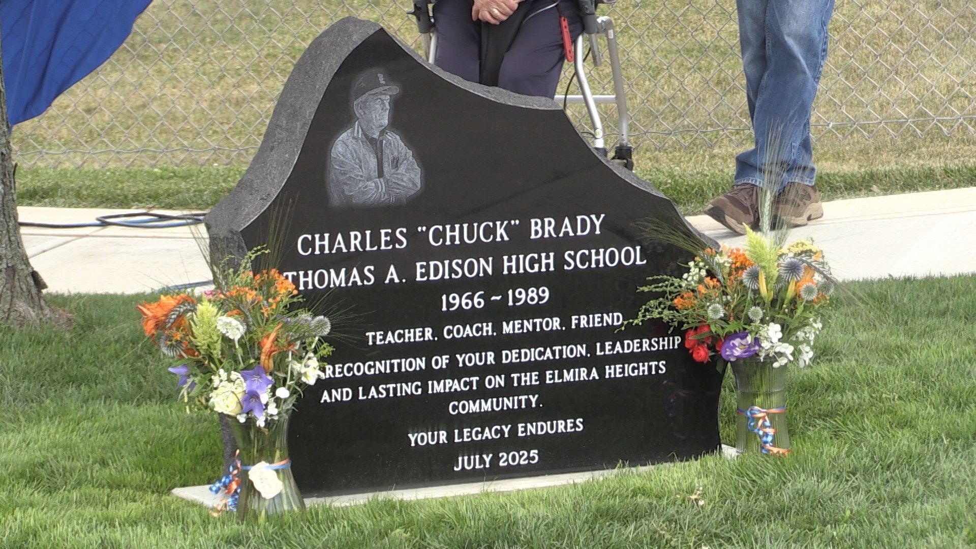 Thomas A. Edison High School honors late coach Charles "Chuck" Brady with legacy stone - WENY News